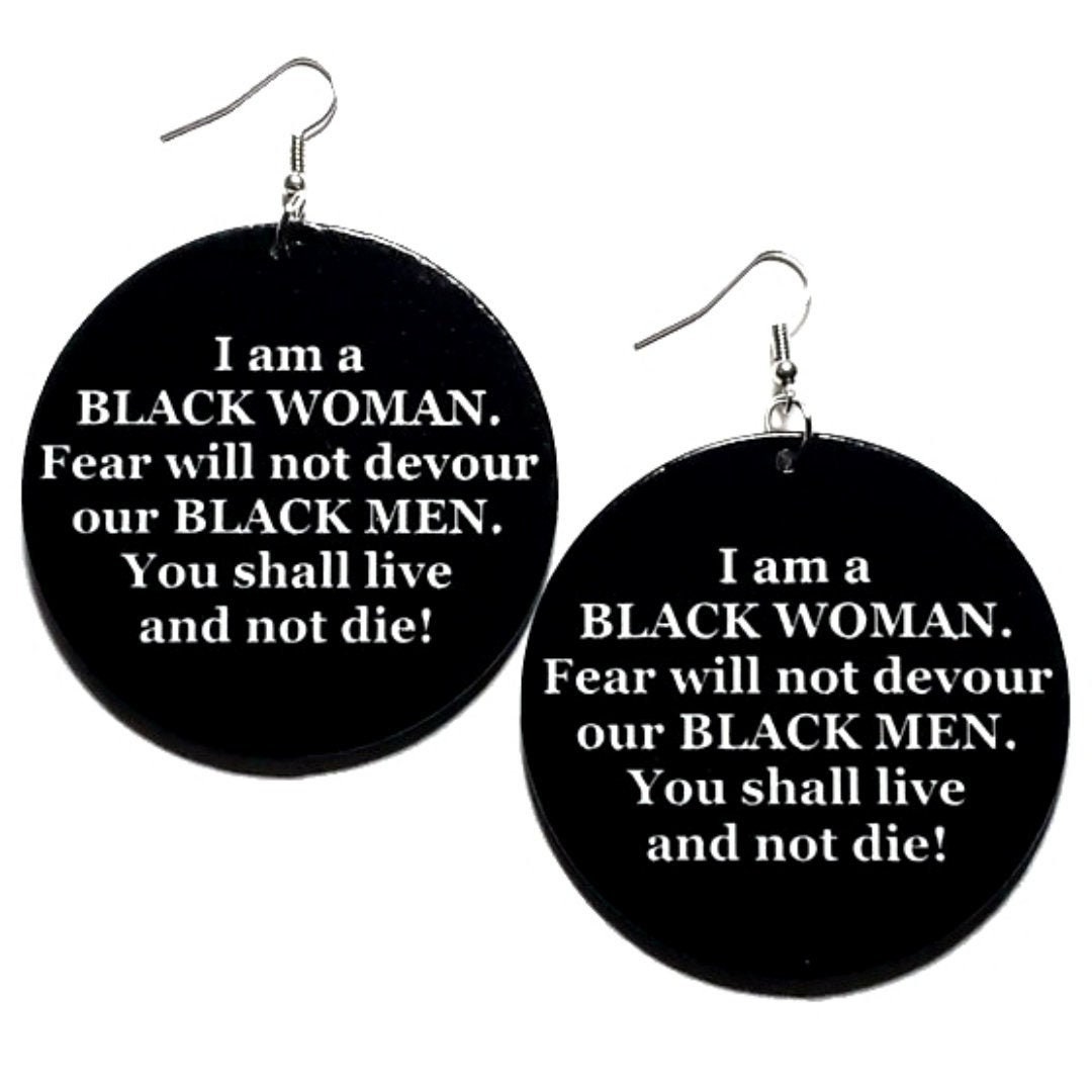 BLACK WOMAN Pledge to Black Men Statement Dangle Drop Wood Earrings - Etsy
