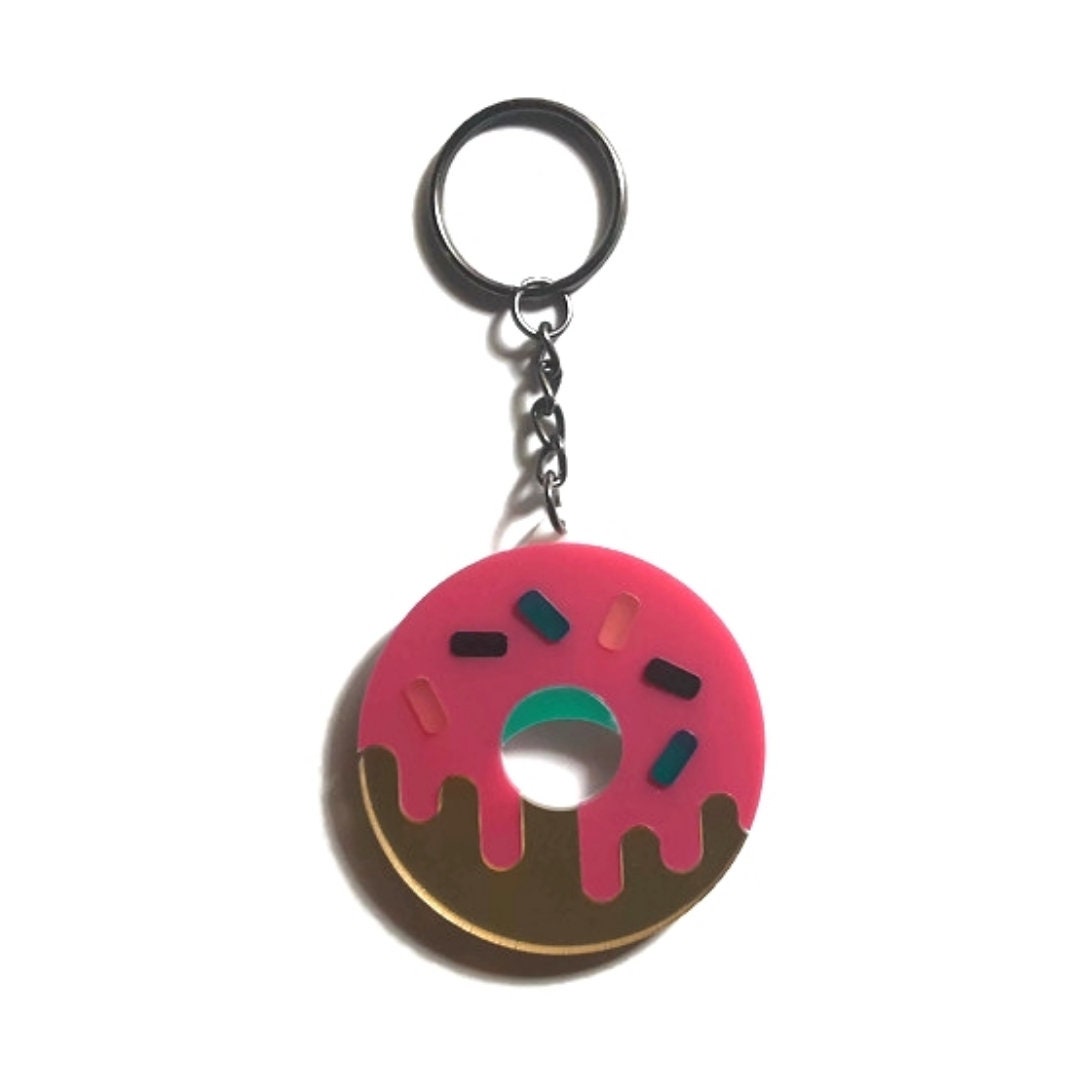 Pink Glazed Rainbow Sprinkle Donut Acrylic Keychain Purse - Etsy