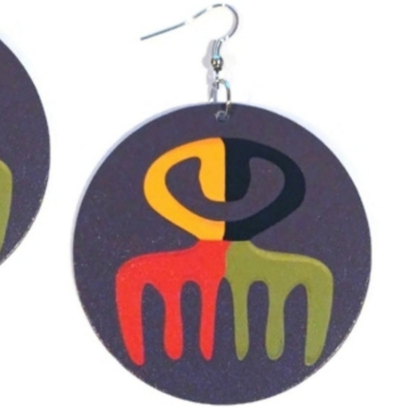 DUAFE Adinkra Symbol Statement Dangle Wood Earrings - Etsy