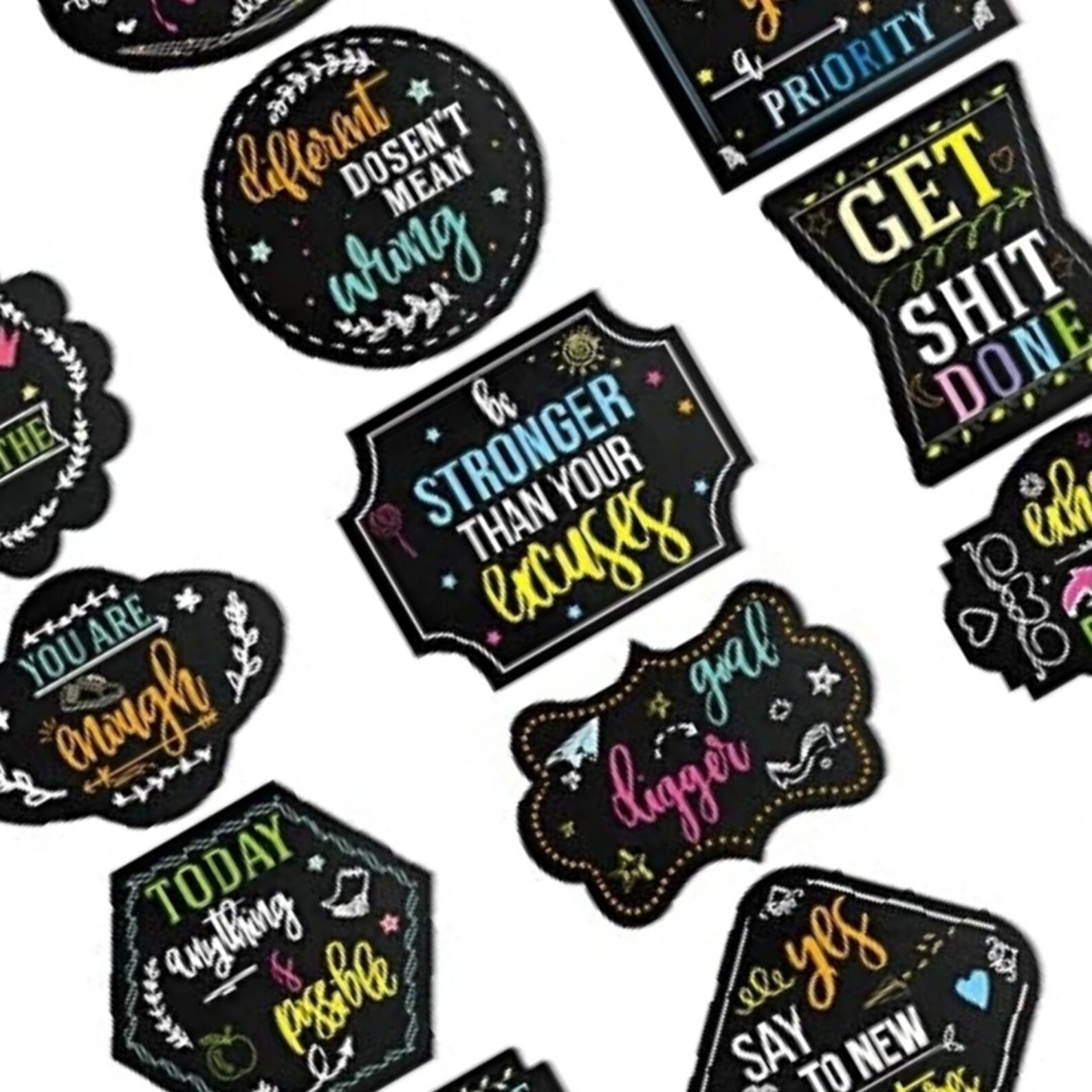 Motivational Encouragement Assorted Decal Stickers Set of 24 | Etsy
