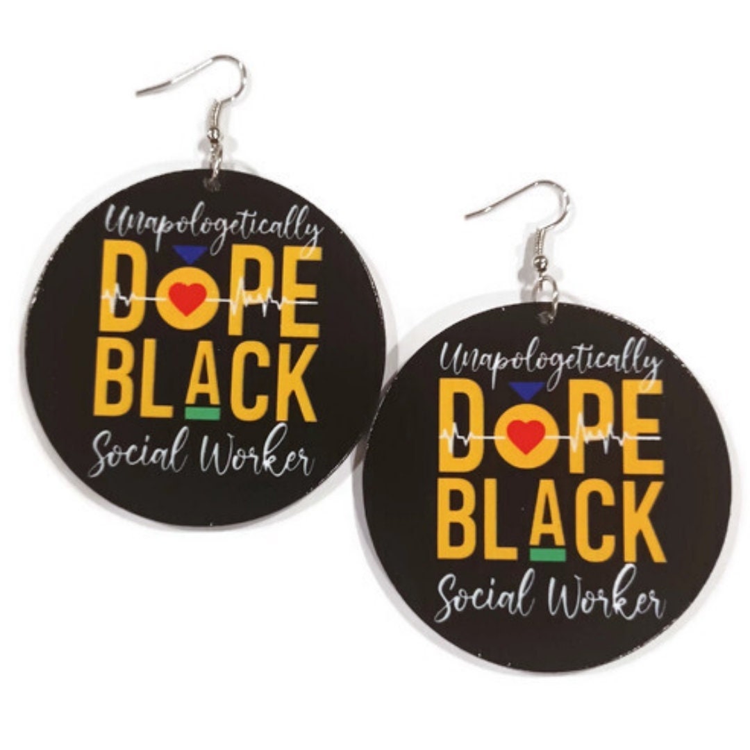 Unapologetically Dope Social Worker Statement Dangle Wood Earrings - Etsy