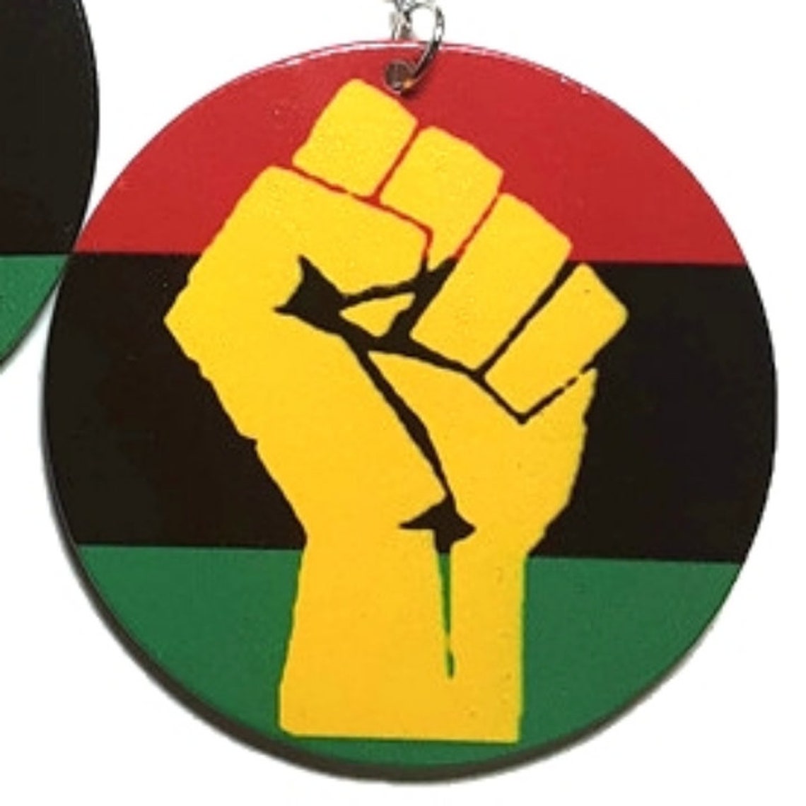 Power Fist Yellow Red Black Green Statement Dangle Wood - Etsy