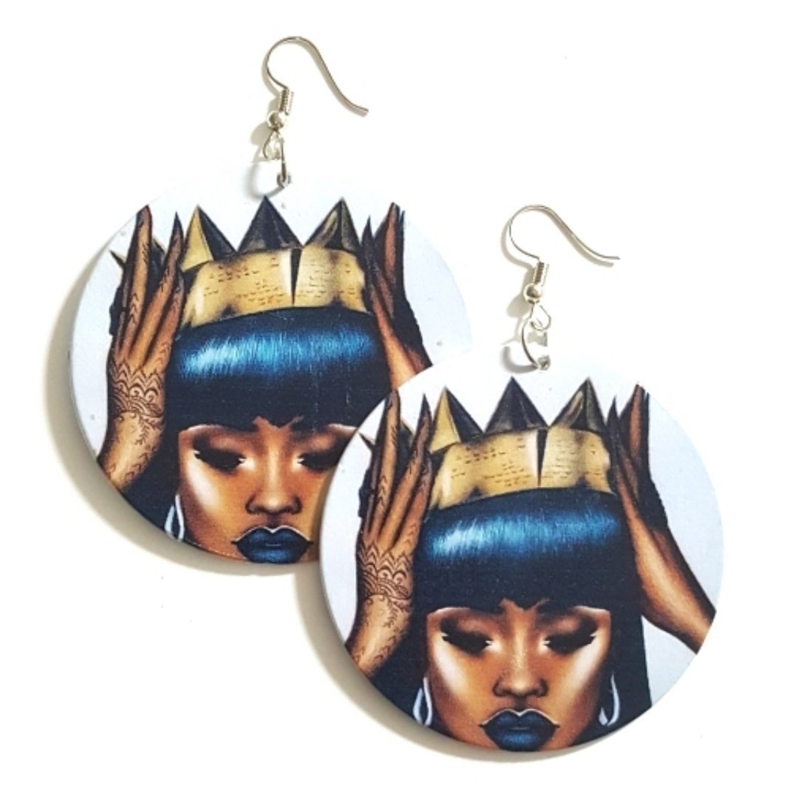 Black Queen Gold Crown Statement Dangle Wood Earrings - Etsy