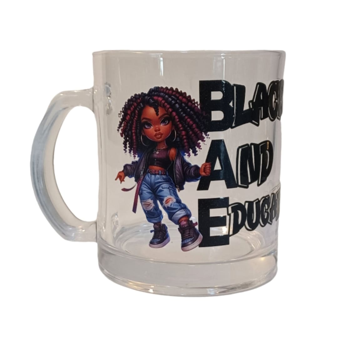 12oz Clear Glass Coffee Mug | BAE Black and Educated - Etsy