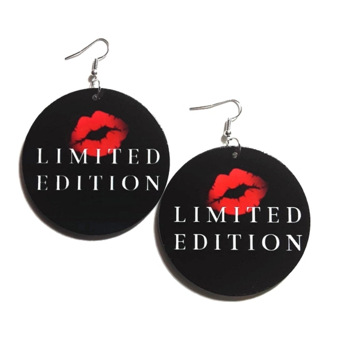 LIMITED EDITION Red Lipstick Muah Statement Wood Dangle Drop Earrings ...