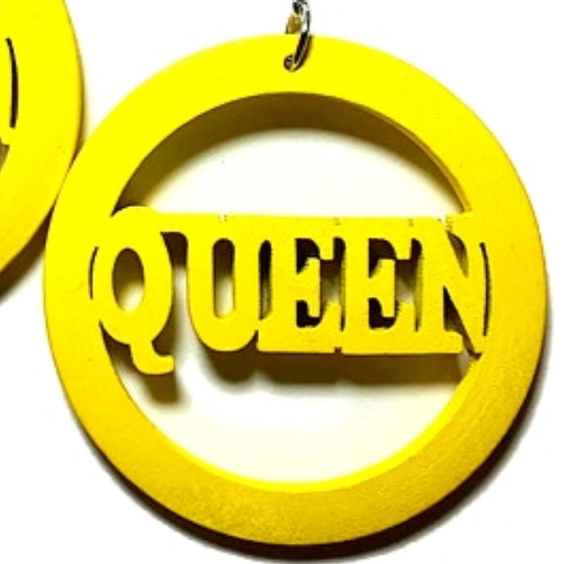 QUEEN Yellow Statement Dangle Wood Earrings - Etsy