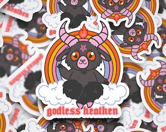 Godless Heathen Cute Baphomet Stickers - Etsy
