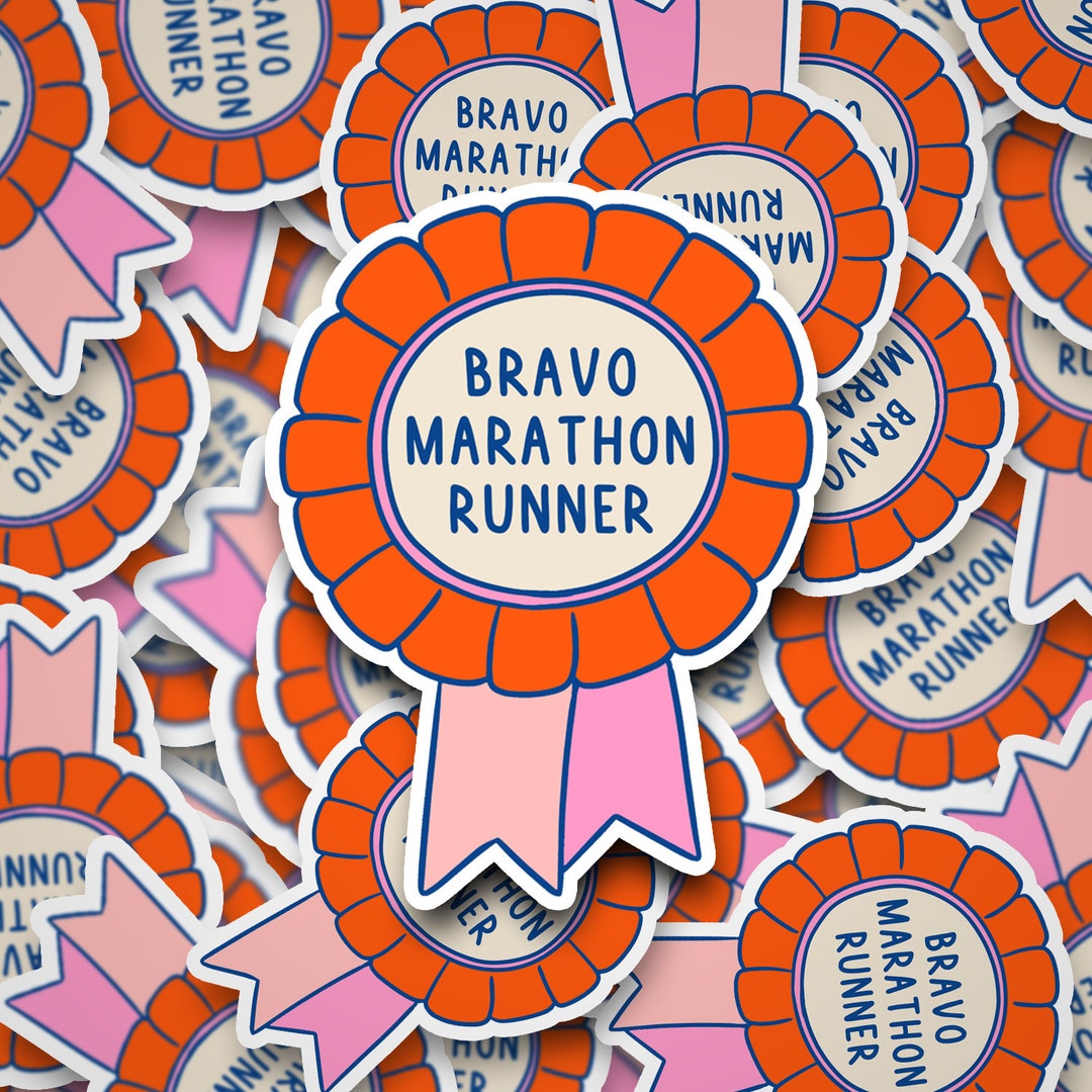 Bravo Marathon Runner Award Ribbon Waterproof Sticker - Etsy