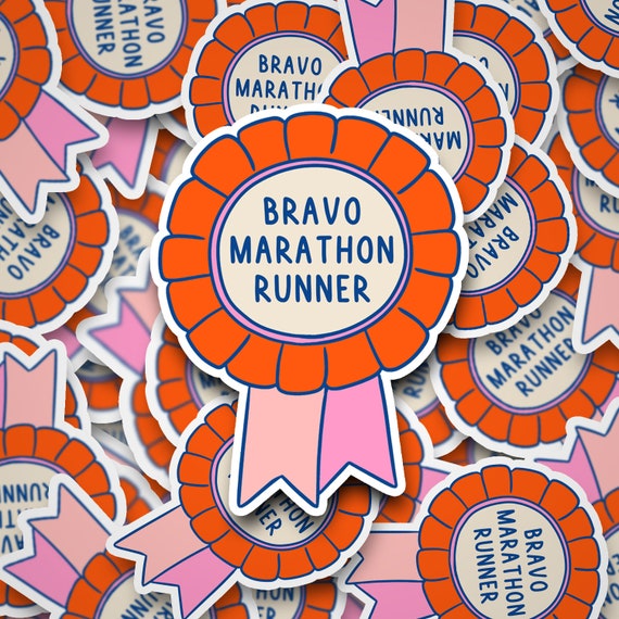 Bravo Marathon Runner Award Ribbon Waterproof Sticker - Etsy
