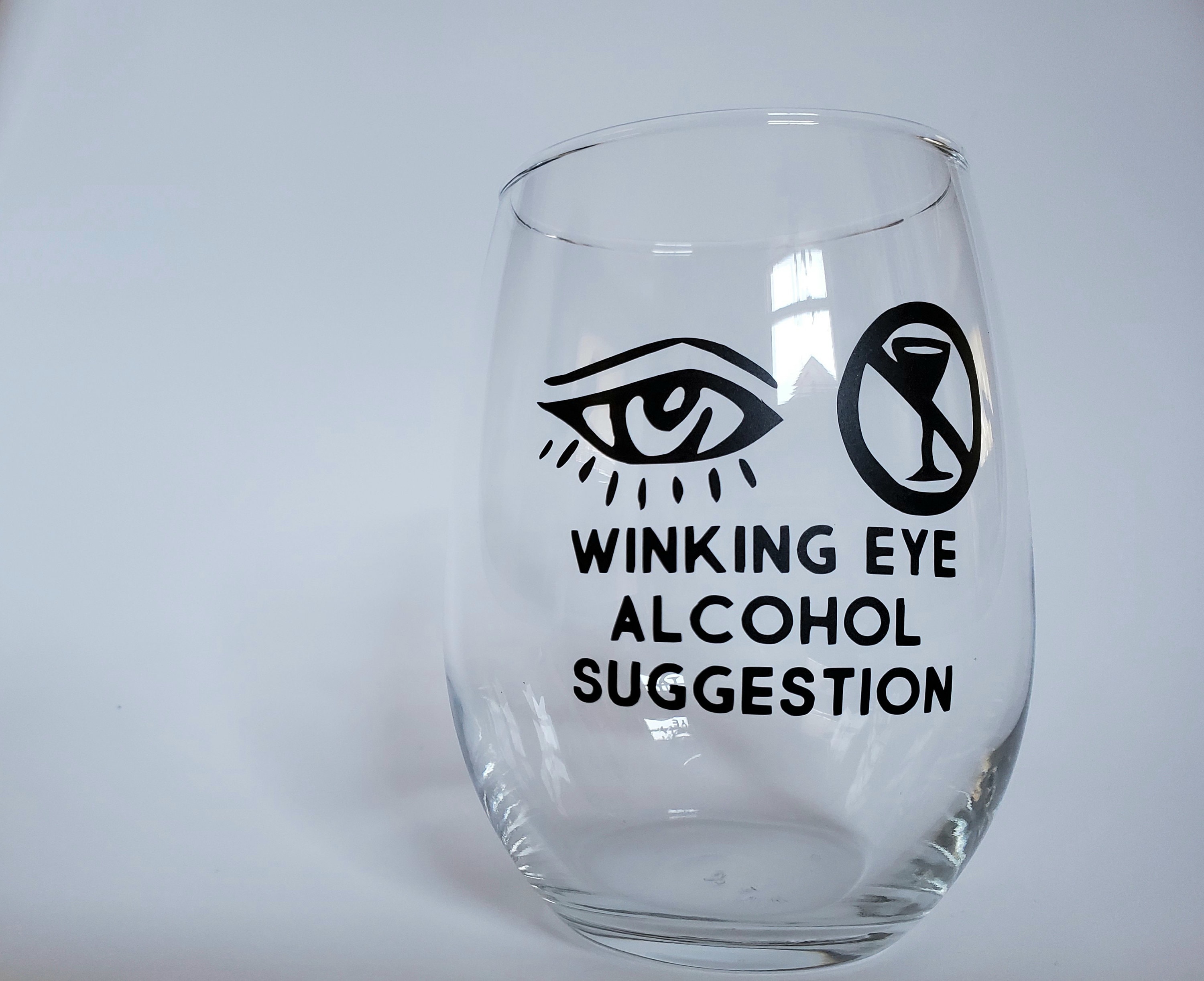Winking Eye Alcohol Suggestion Stemless Wine Glass - Lucille Bluth ...
