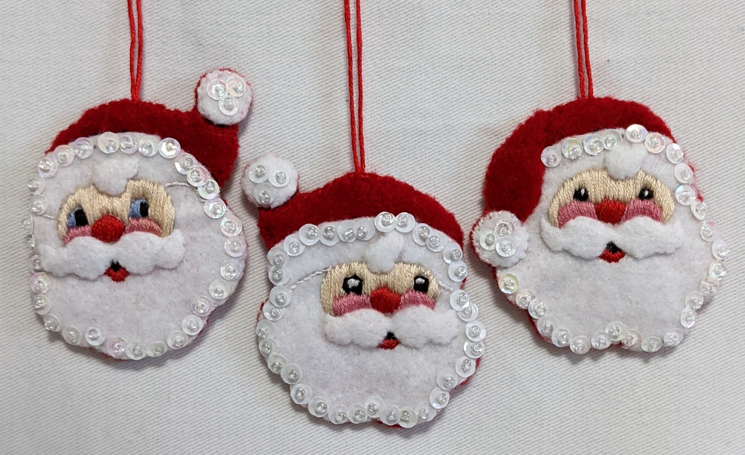 Free Shipping Set of 3 Santa Face Ornaments - Etsy UK