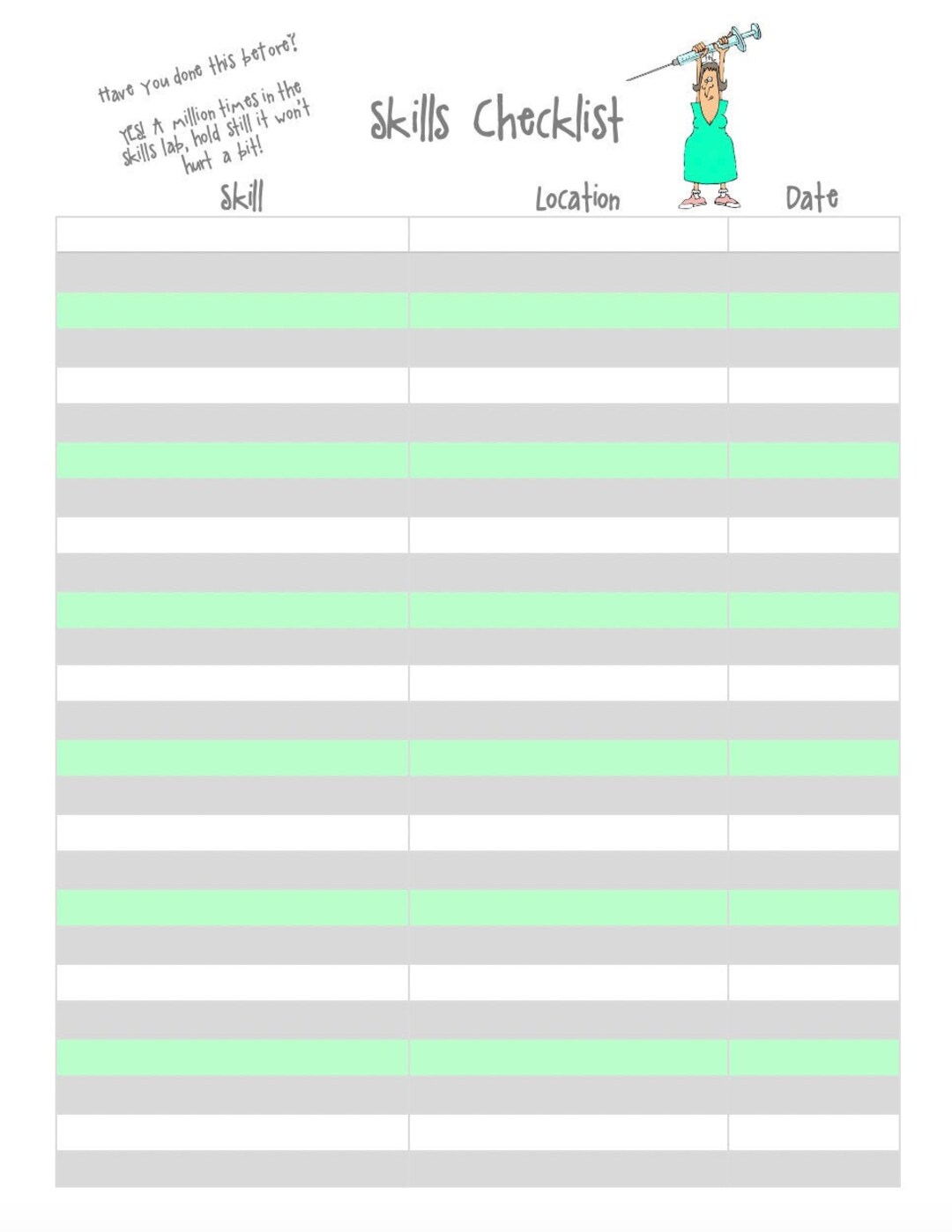 Nursing Planner/skills Checklist/happy Planner Printable/nursing ...