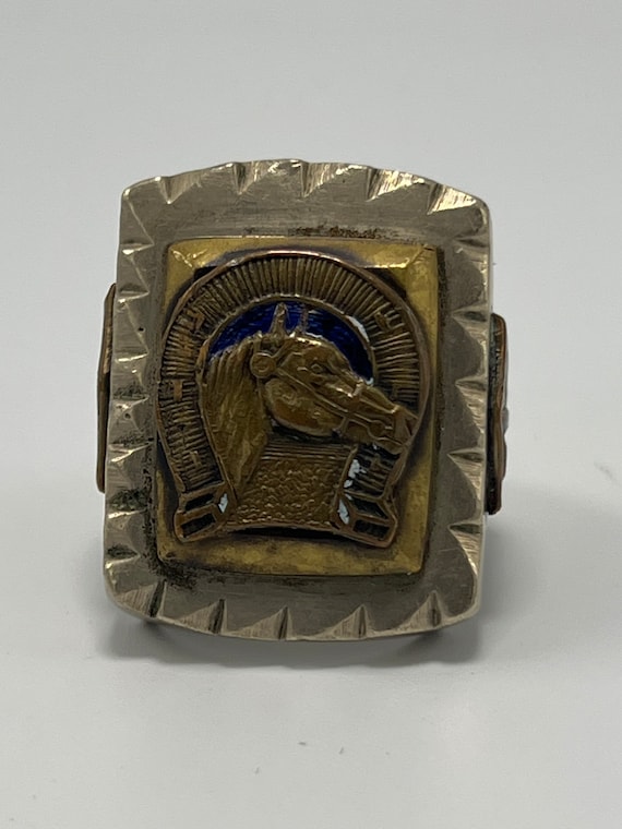 Mexican Biker Ring Horseshoe Horse Head Size 10 Motor… - Gem
