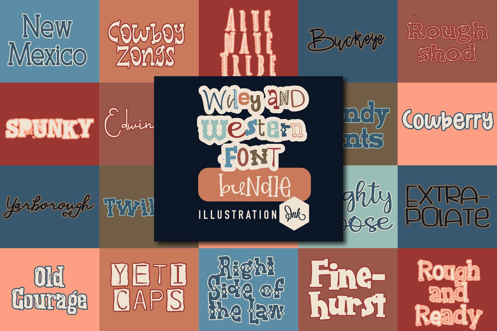 Wiley and Western Font Bundle, Cricut Fonts, Silhouette Fonts ...