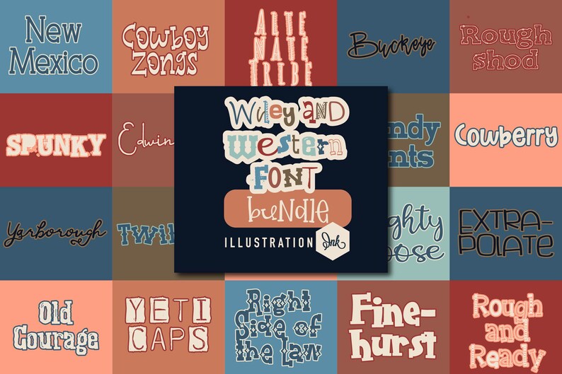 Wiley and Western Font Bundle, Cricut Fonts, Silhouette Fonts ...
