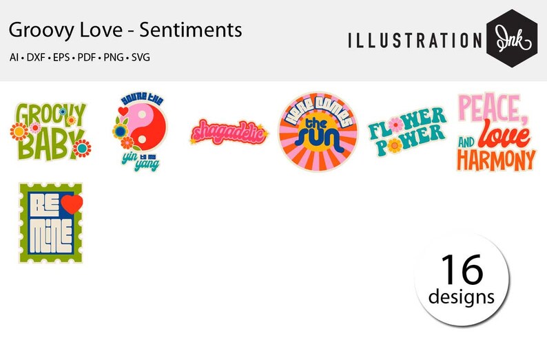 Groovy Love Sentiments SVG Cut Files for Cricut for - Etsy