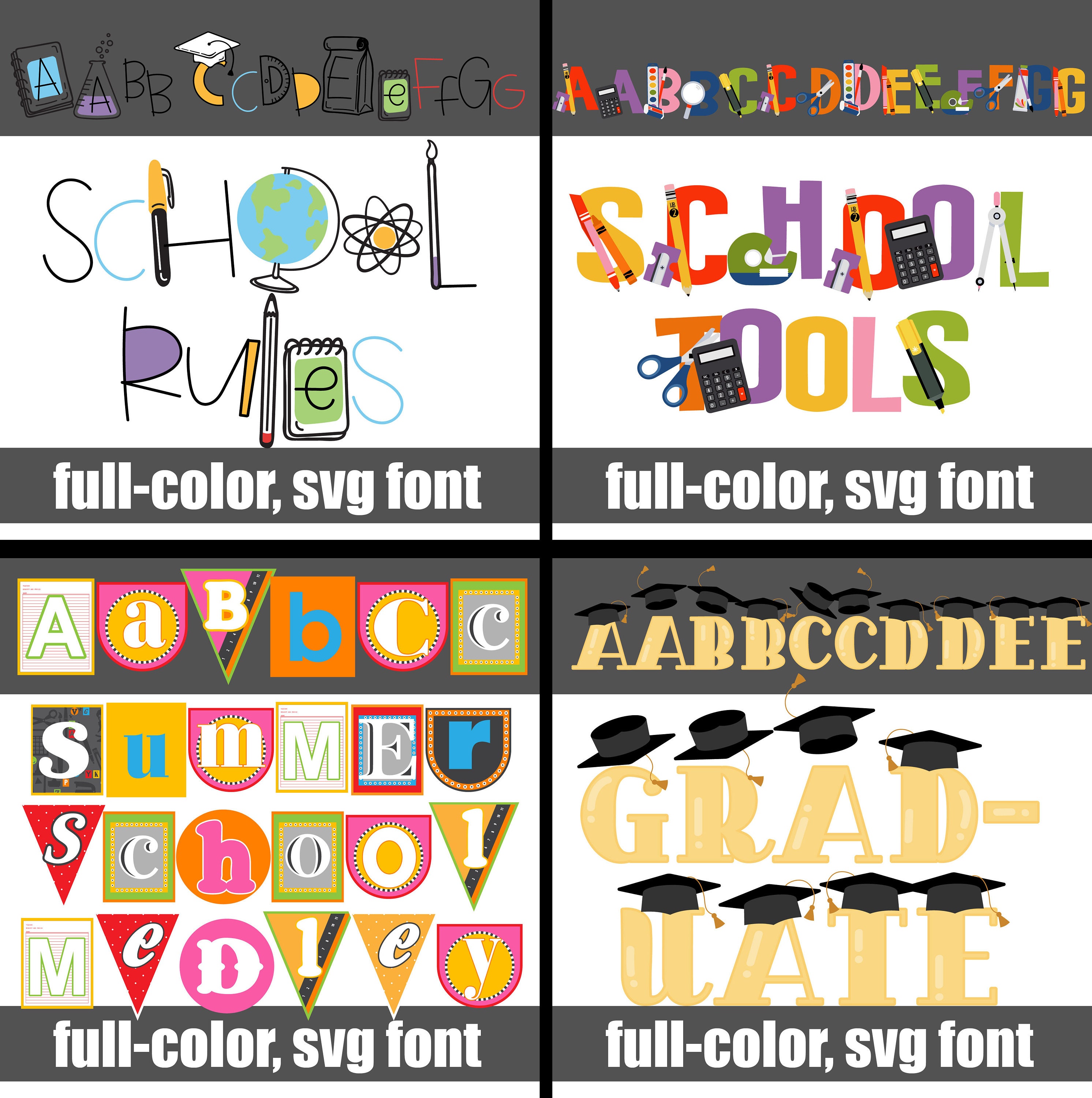 Teacher Teacher Color Font Bundle, Cricut Fonts, Silhouette Fonts - Etsy