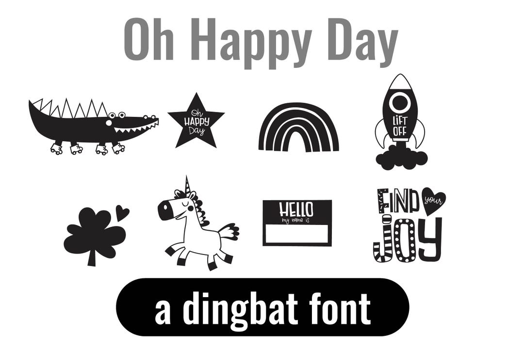Oh Happy Day Dingbat, Cricut Fonts, Silhouette Fonts, Holiday Fonts - Etsy