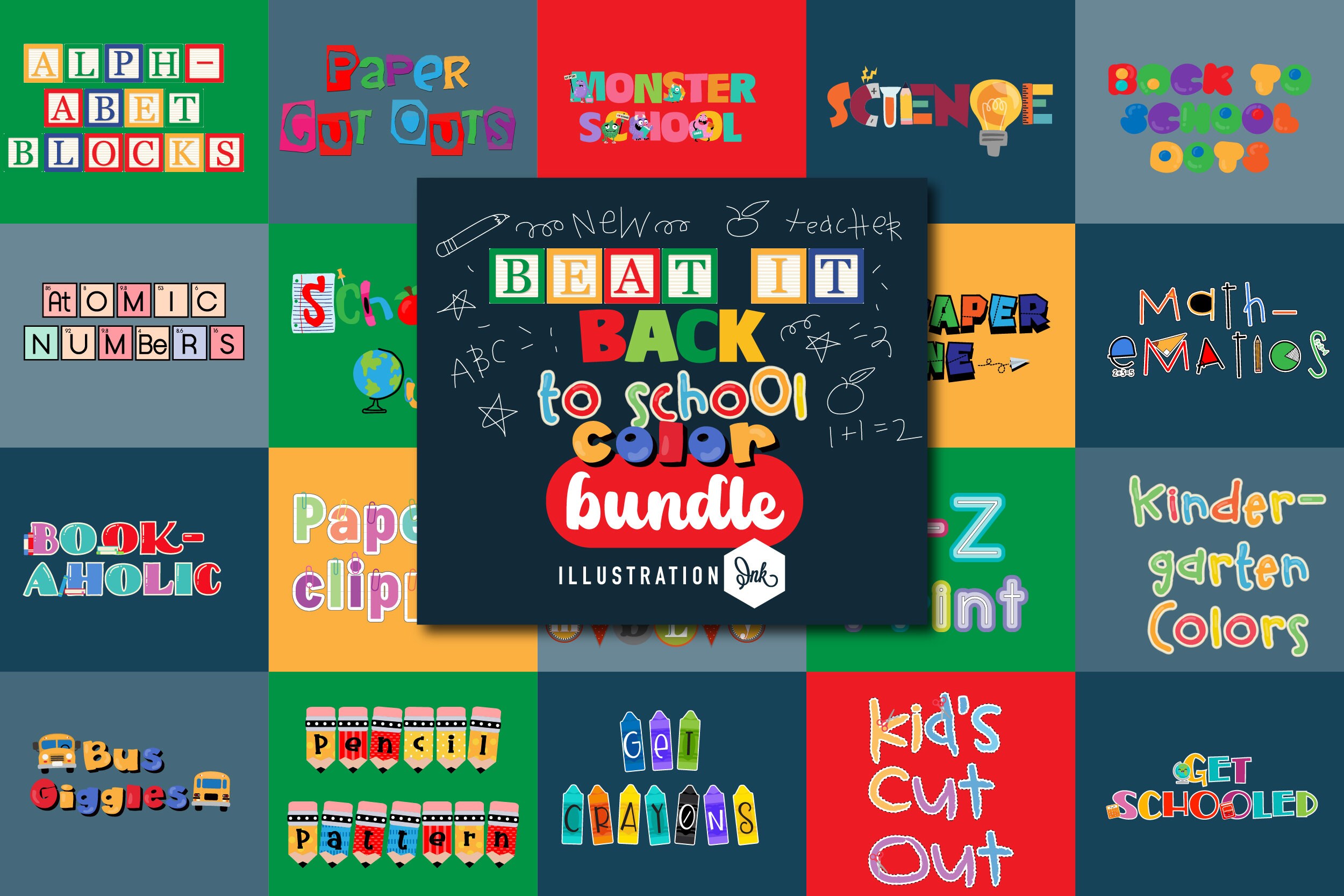 Teacher Teacher Color Font Bundle Cricut Fonts Silhouette - Etsy