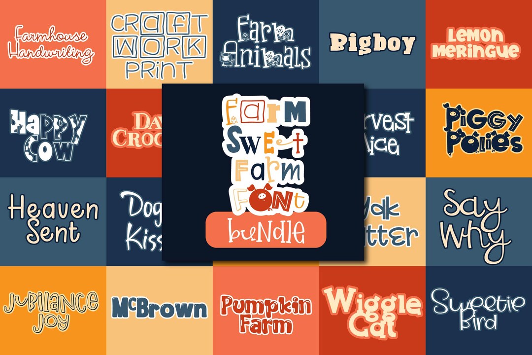 Farm Sweet Farm Font Bundle, Cricut Fonts, Silhouette Fonts ...