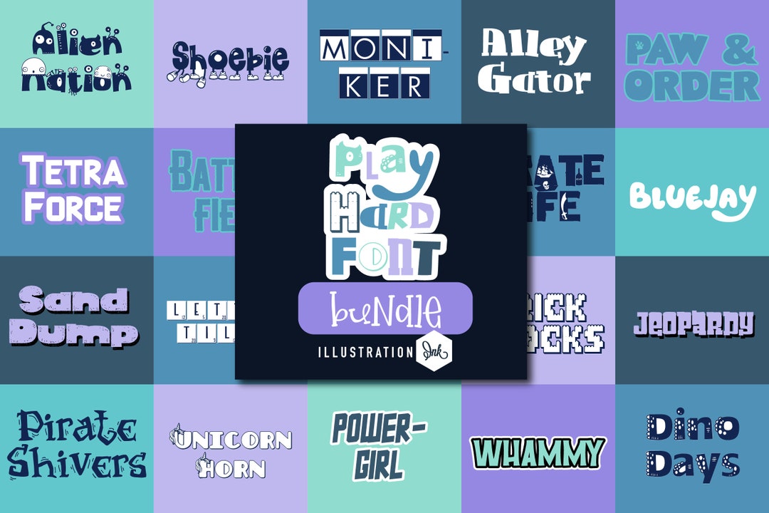 Play Hard Font Bundle, Cricut Fonts, Silhouette Fonts - Etsy