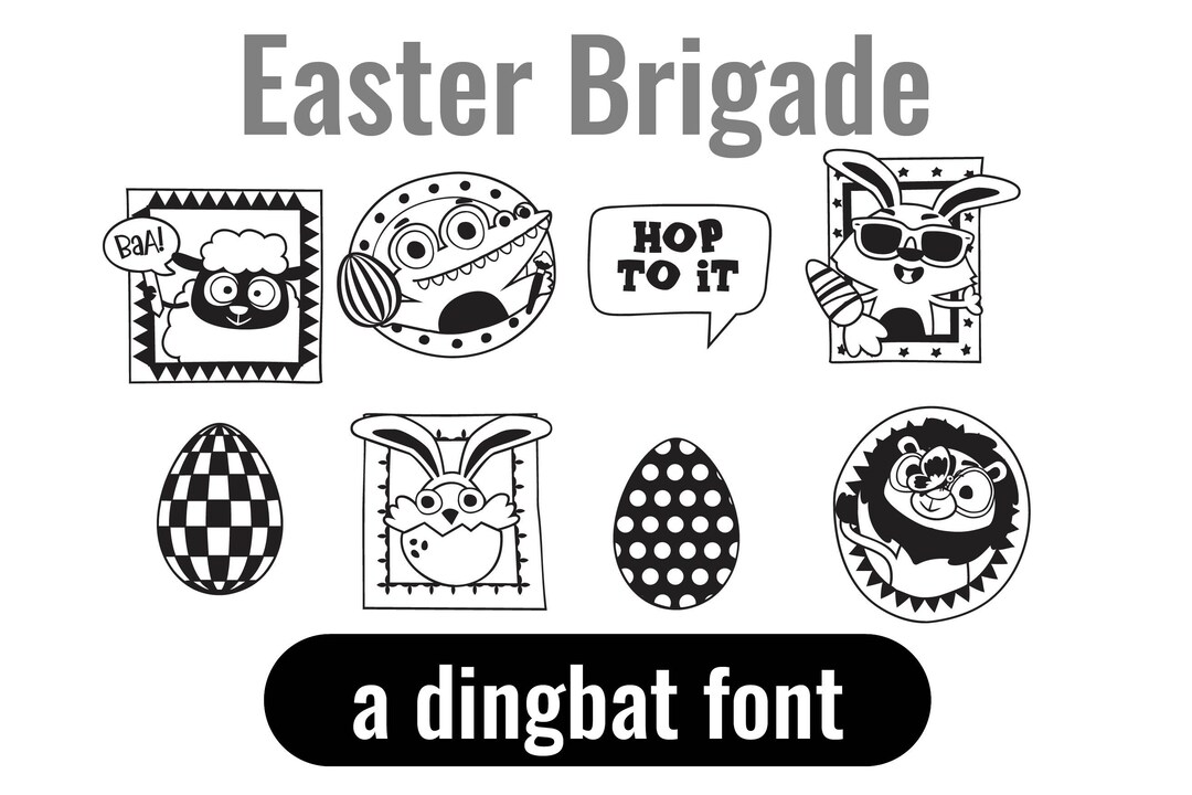 Easter Brigade Dingbat, Cricut Fonts, Silhouette Fonts, Holiday Fonts ...