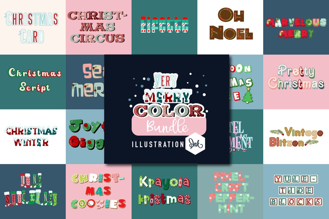 Very Merry Color Font Bundle, Cricut Fonts, Silhouette Fonts - Etsy