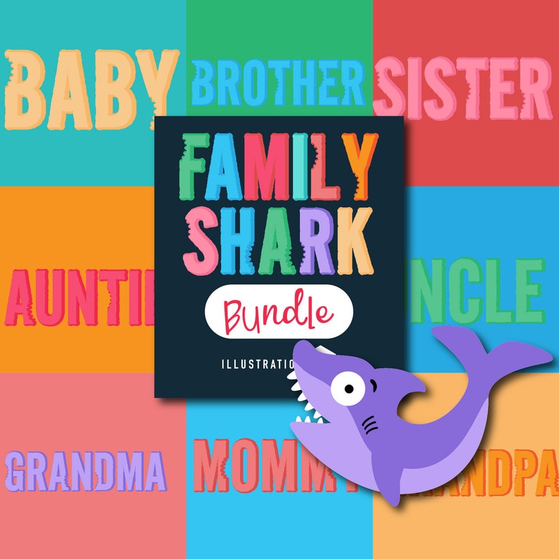Family Shark Font Bundle, Color Font, SVG Font, Craft Font, Children ...