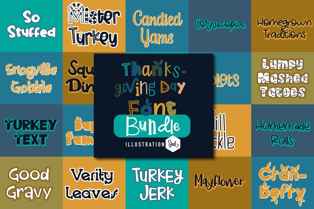 Thanksgiving Day Font Bundle, Thanksgiving Fonts, Cricut Fonts ...