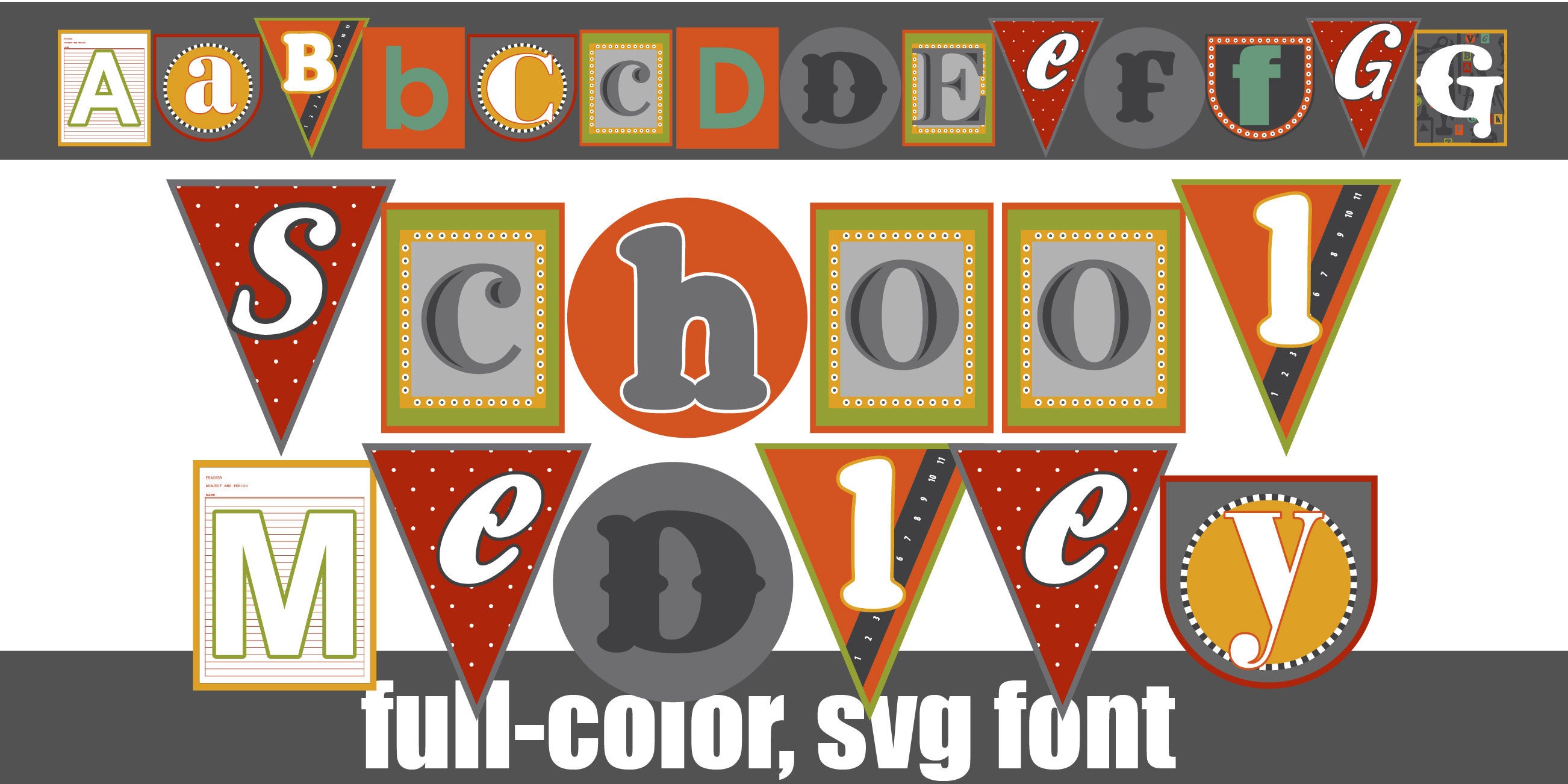 Teacher Teacher Color Font Bundle Cricut Fonts Silhouette - Etsy