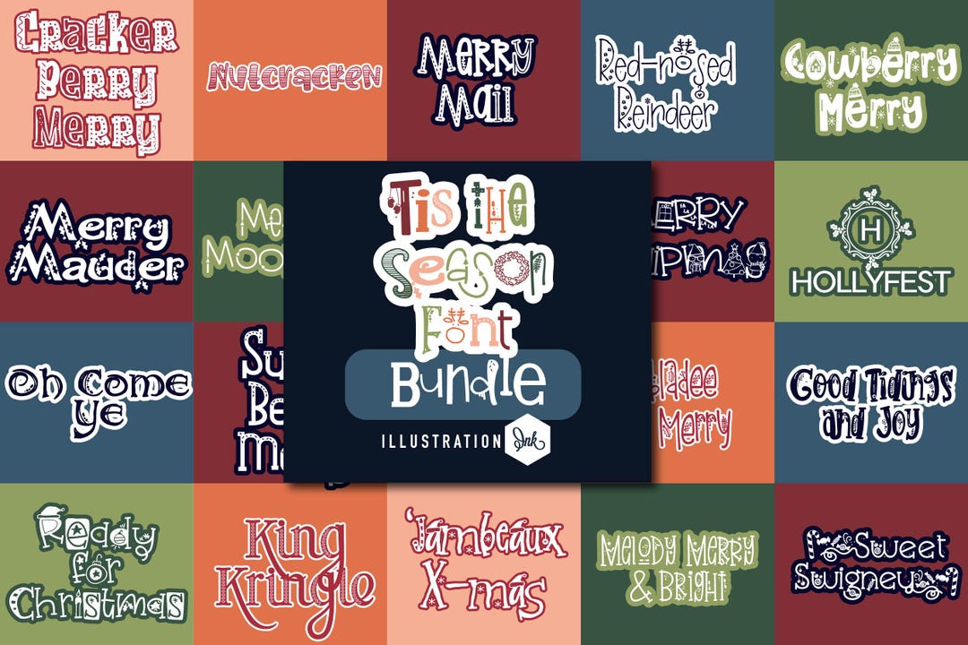 Tis the Season Font Bundle, Cricut Fonts, Silhouette Fonts, Handwritten ...