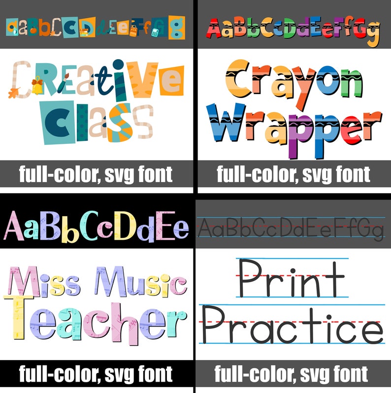 Teacher Teacher Color Font Bundle, Cricut Fonts, Silhouette Fonts - Etsy