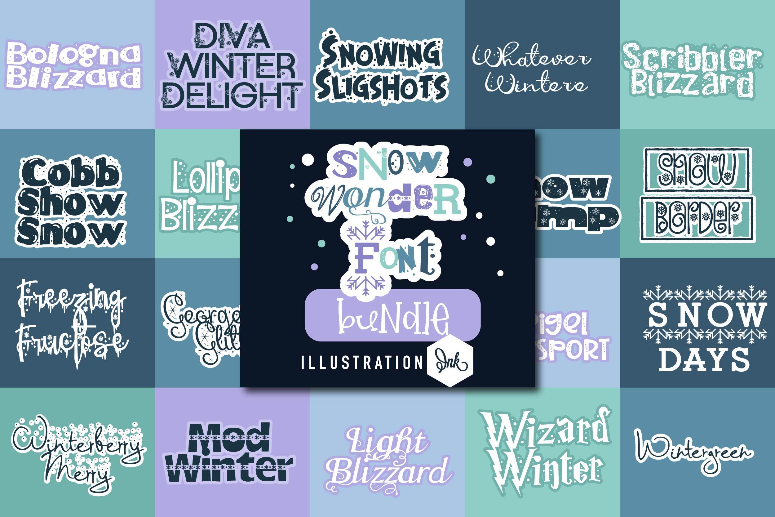 Snow Wonder Font Bundle, Cricut Fonts, Silhouette Fonts, Handwritten ...
