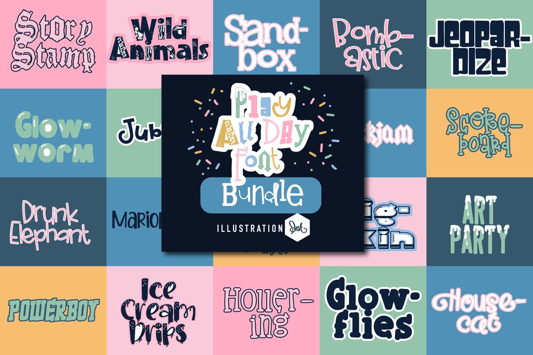 Kids Play Font Bundle, Cricut Fonts, Silhouette Fonts - Etsy