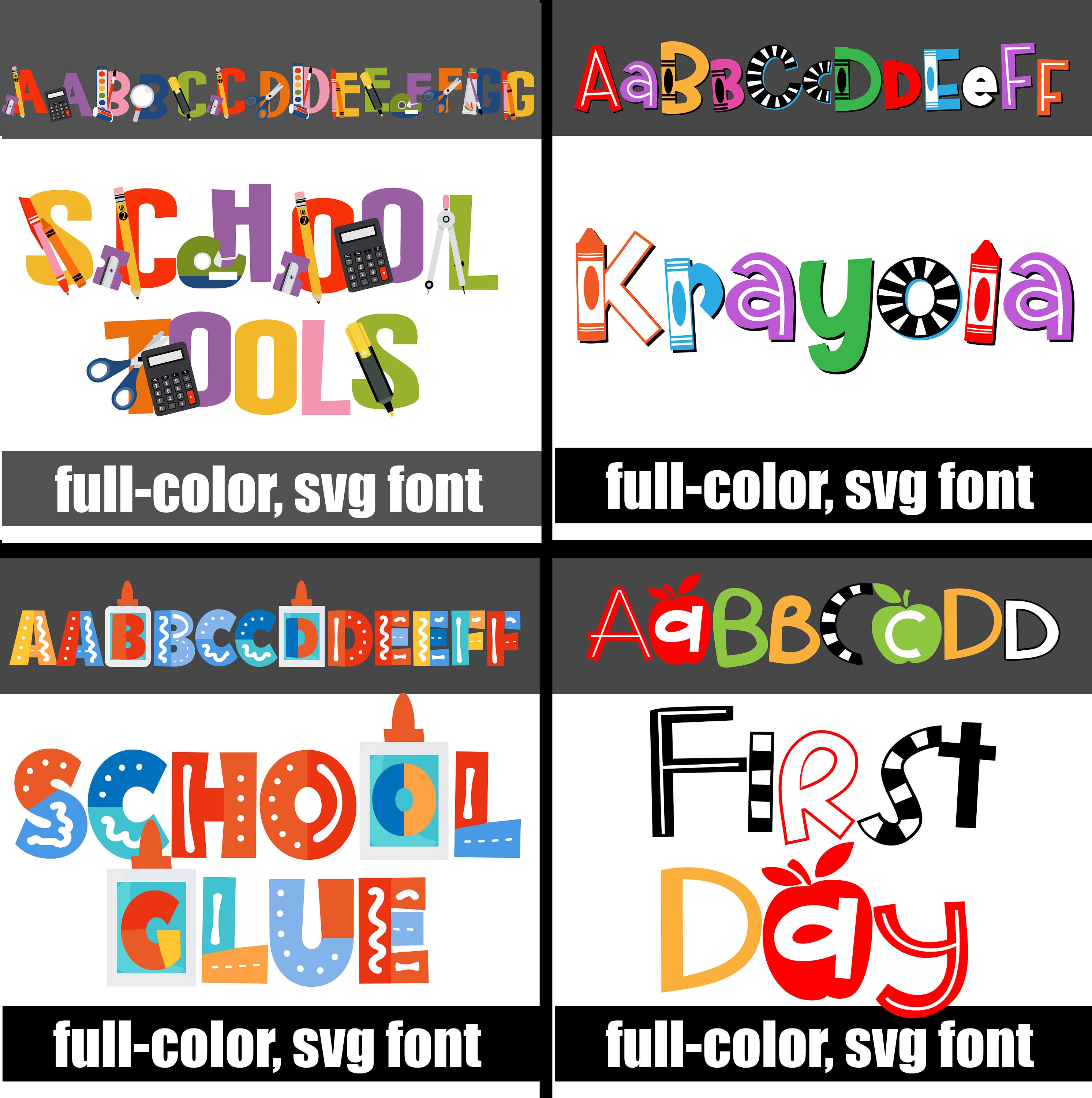 Teacher Teacher Color Font Bundle, Cricut Fonts, Silhouette Fonts - Etsy