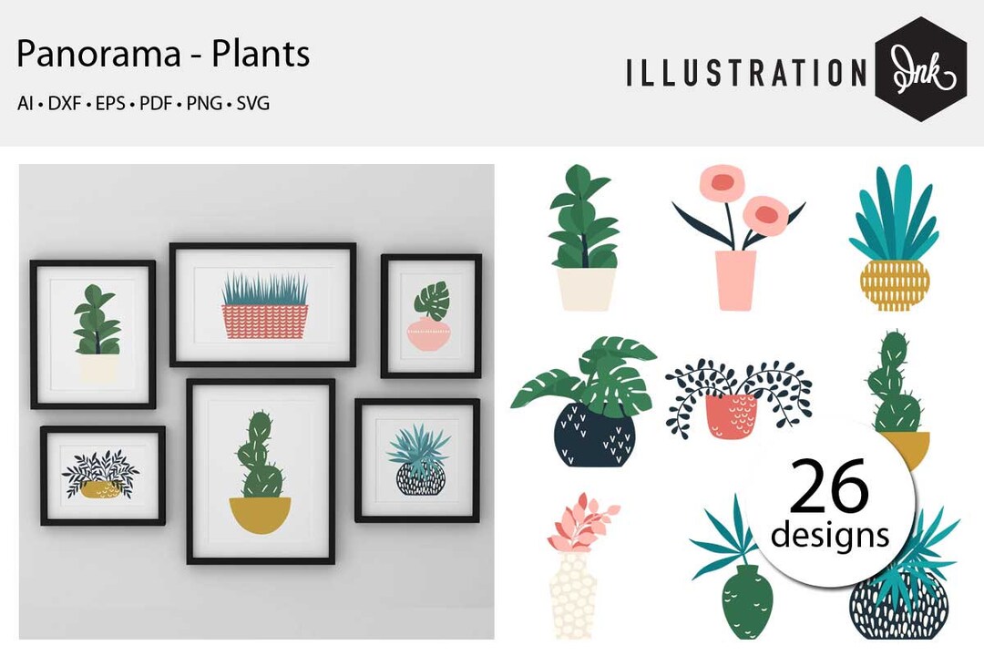 Panorama Plants - SVG Cut Files, for Cricut, for Silhouette, Ai, Dxf ...