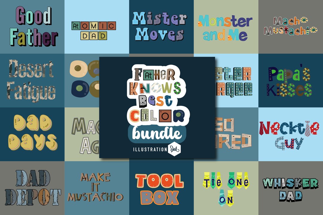 Father Knows Best Color Font Bundle, Cricut Fonts, Silhouette Fonts - Etsy