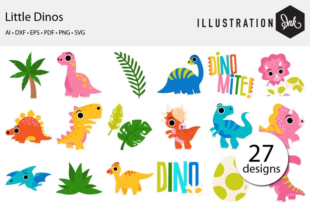 Little Dinos - SVG Cut Files, for Cricut, for Silhouette, Ai, Dxf, Eps ...