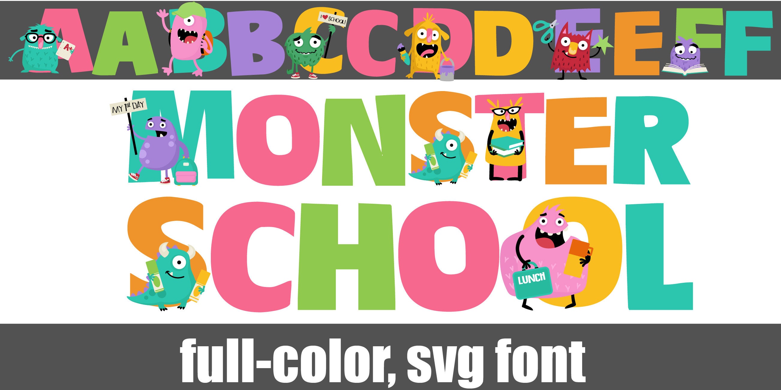 Teacher Teacher Color Font Bundle Cricut Fonts Silhouette - Etsy