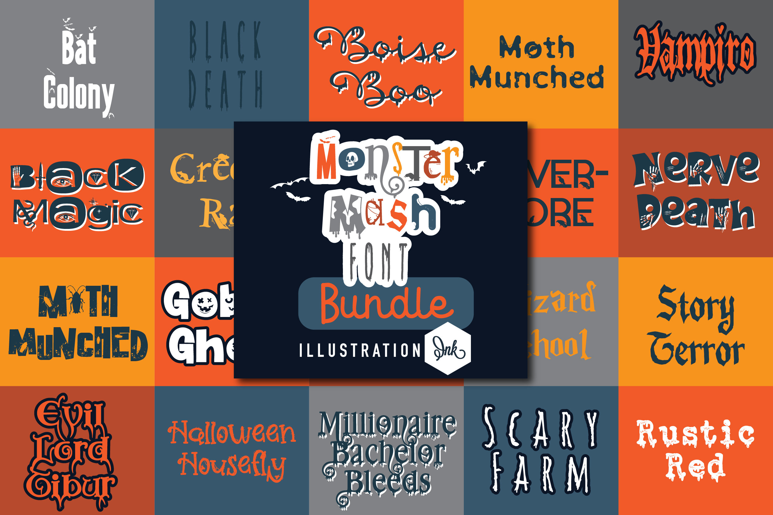 Monster Mash Font Bundle, Cricut Fonts, Silhouette Fonts, Handwritten ...