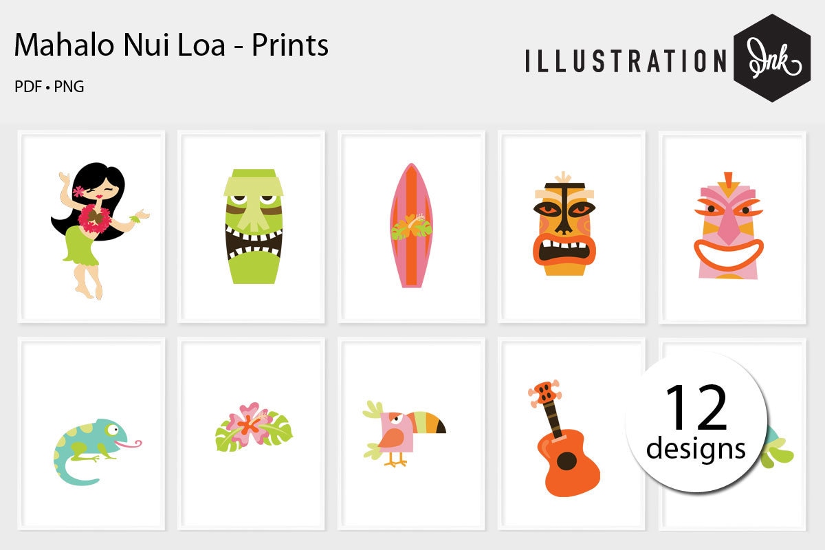 Mahalo Nui Loa Printable Art, Children Prints, Kids Decor, School ...