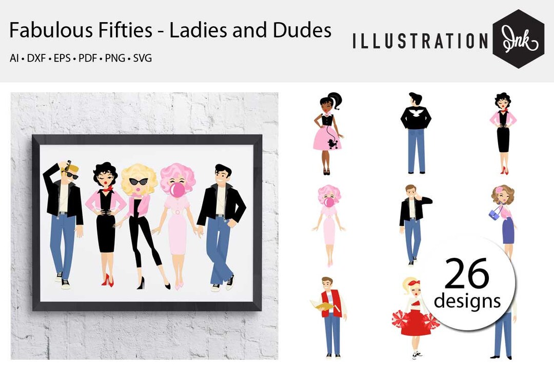 Fabulous Fifties Ladies and Dudes - SVG Cut Files, for Cricut, for ...