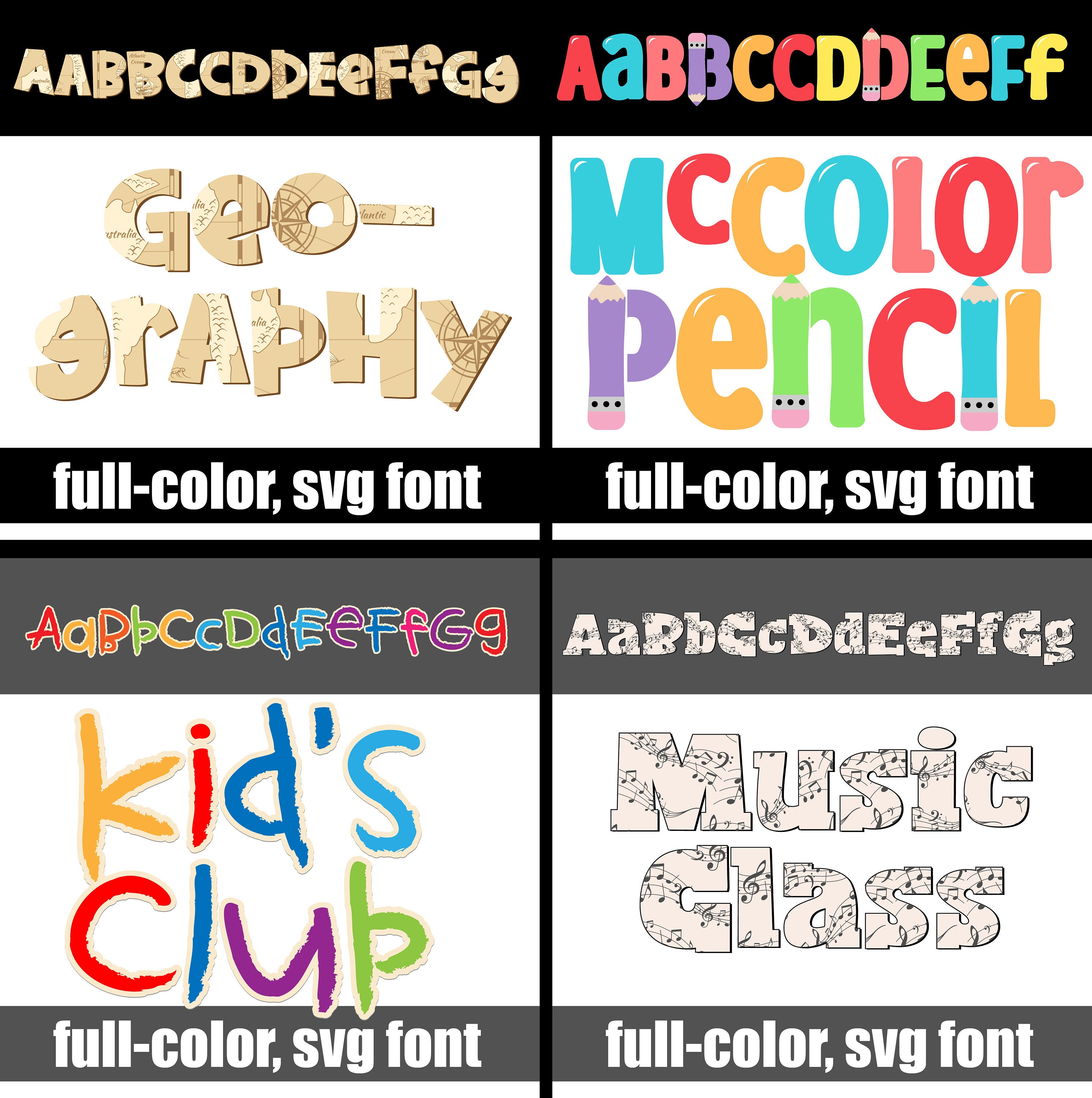 Teacher Teacher Color Font Bundle, Cricut Fonts, Silhouette Fonts - Etsy