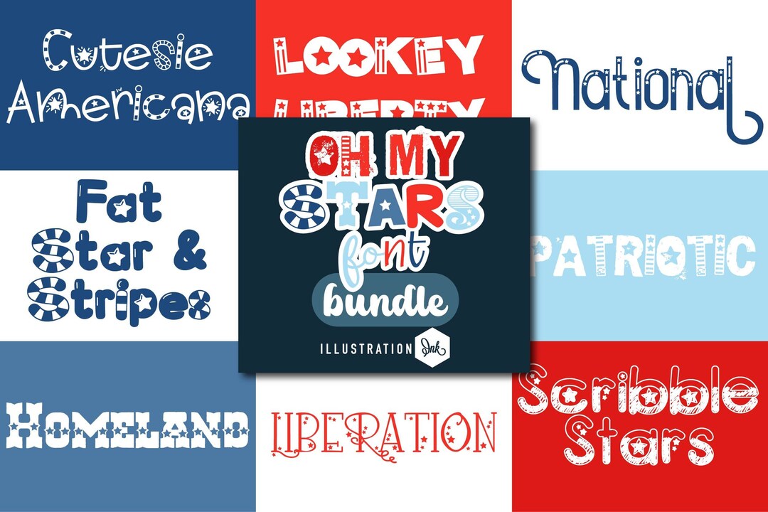 Oh My Stars Font Bundle, Cricut Fonts, Silhouette Fonts, Holiday Fonts ...