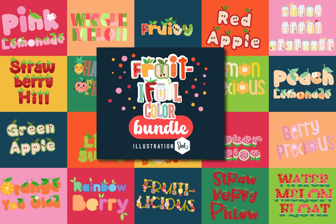 Fruitful Color Font Bundle, Cricut Fonts, Silhouette Fonts - Etsy