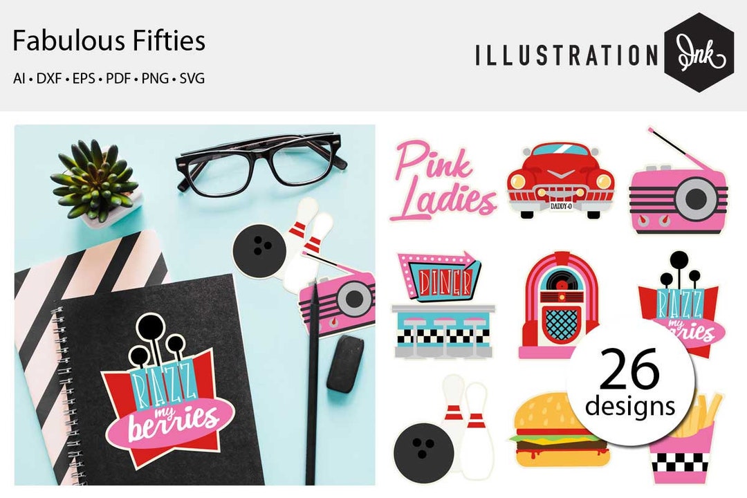 Fabulous Fifties - SVG Cut Files, for Cricut, for Silhouette, Ai, Dxf ...