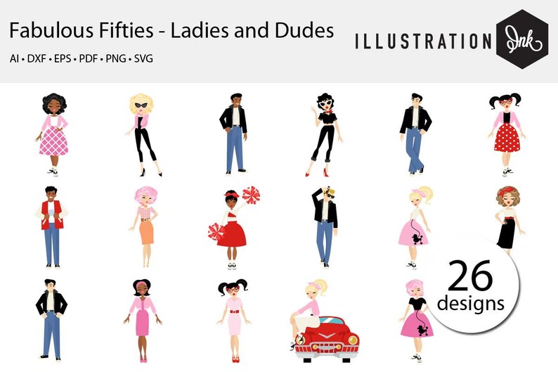 Fabulous Fifties Ladies and Dudes - SVG Cut Files, for Cricut, for ...
