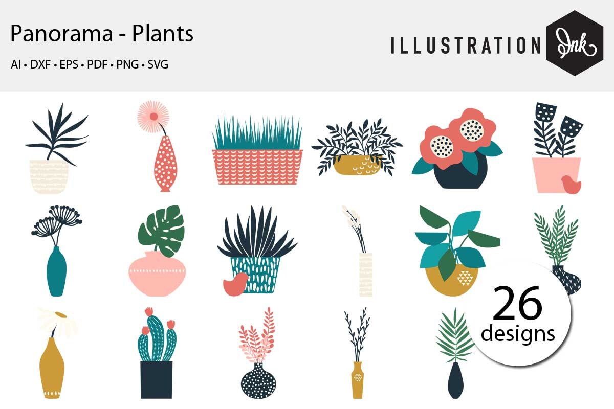 Panorama Plants SVG Cut Files, for Cricut, for Silhouette, Ai, Dxf, Eps ...