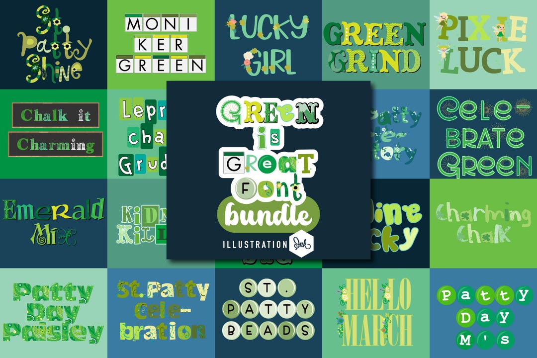 Green is Great Color Font Bundle, Cricut Fonts, Silhouette Fonts - Etsy