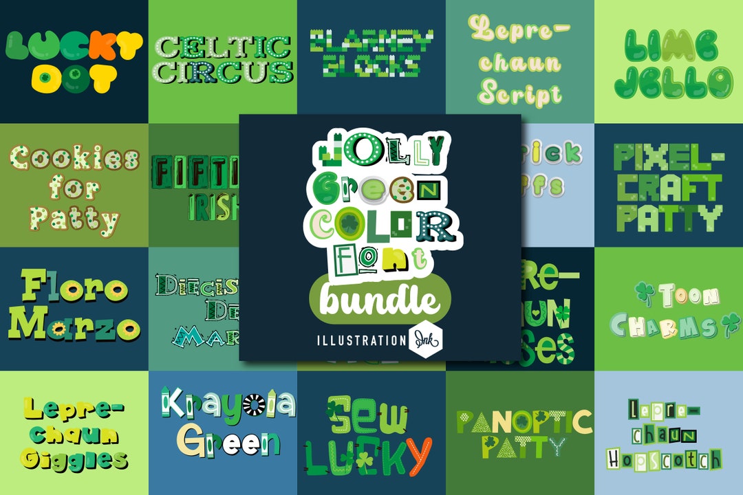 Jolly Green Color Font Bundle, Cricut Fonts, Silhouette Fonts - Etsy